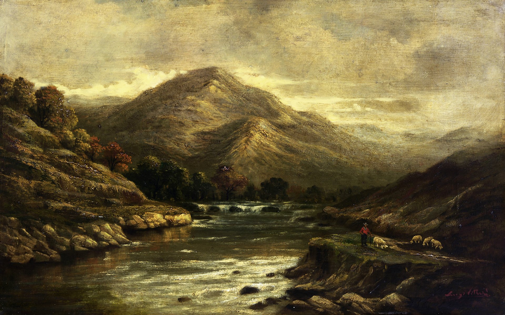 Luigi Vittorini, Landscape, 1980s, Oil on Canvas for sale at Pamono