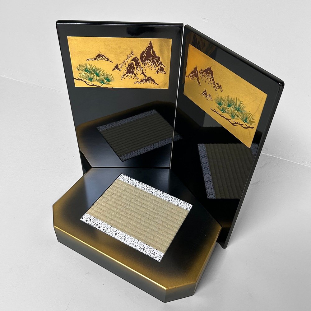 Vintage Japanese Display Stand with Wooden Screen, 1970s for sale at Pamono