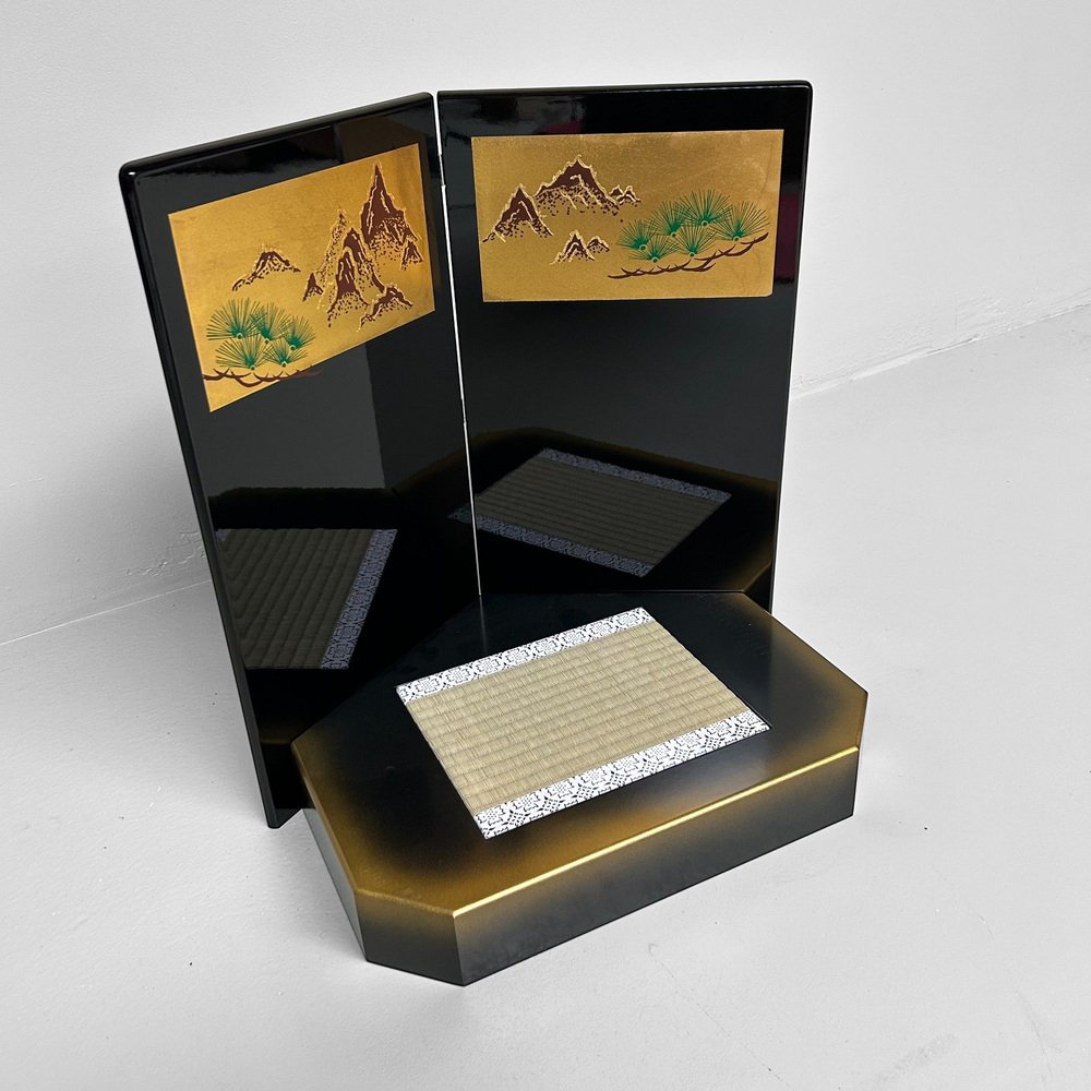 Vintage Japanese Display Stand with Wooden Screen, 1970s for sale at Pamono