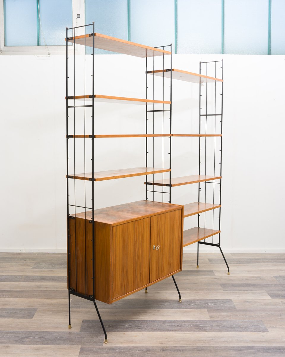 Free-Standing Shelf with Black Metal Ladders, 1960s for sale at Pamono