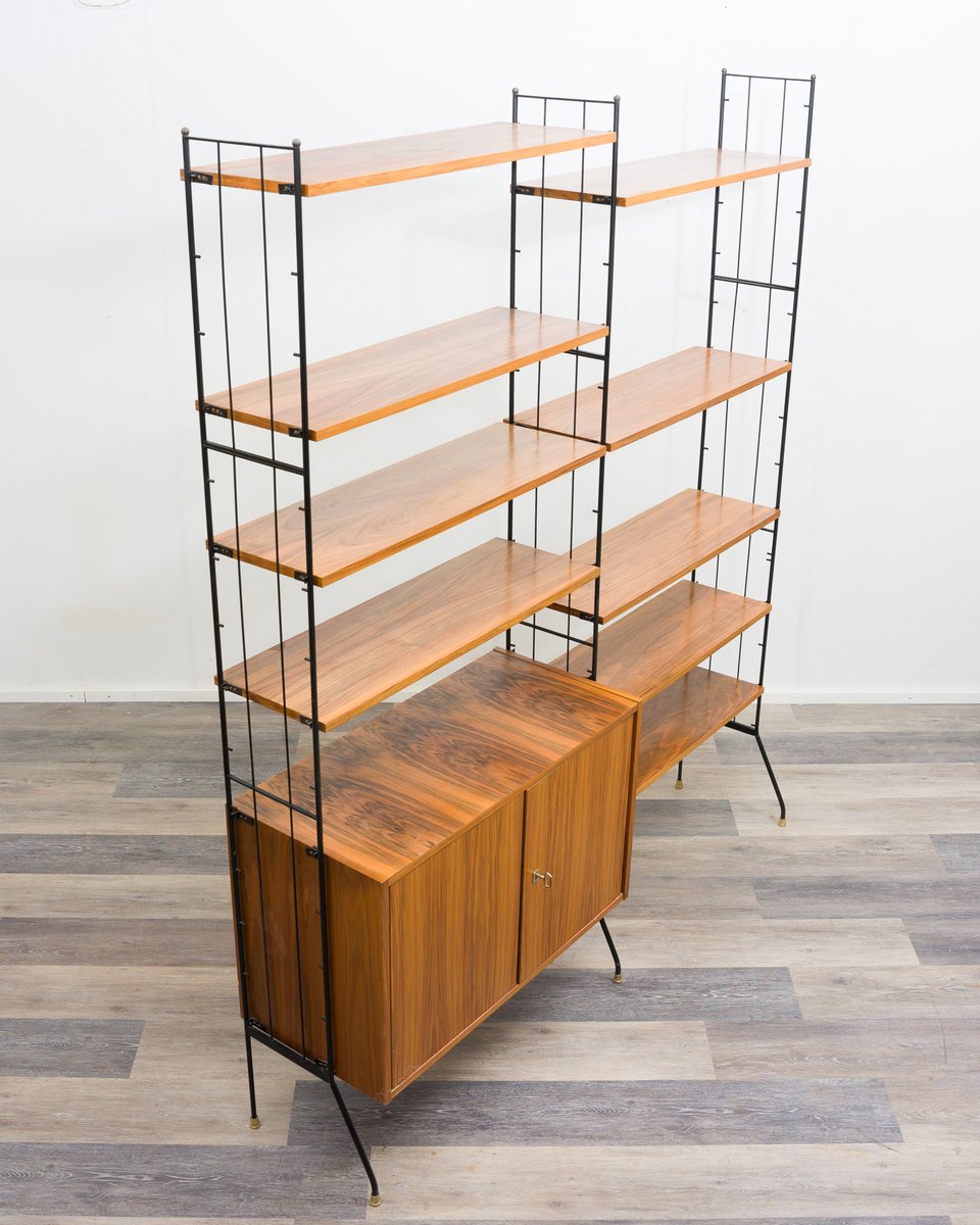 Free-Standing Shelf with Black Metal Ladders, 1960s for sale at Pamono