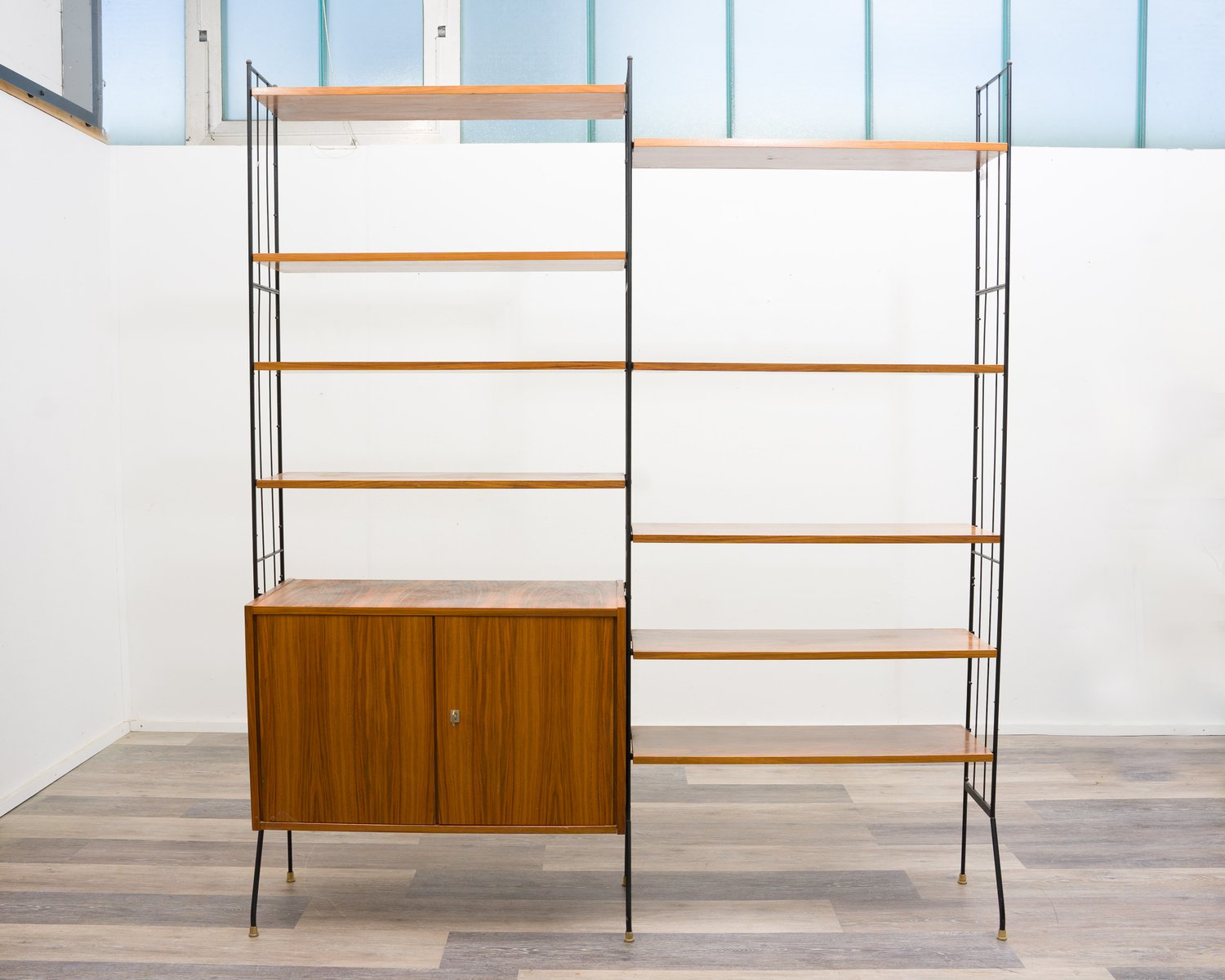 Free-Standing Shelf with Black Metal Ladders, 1960s for sale at Pamono