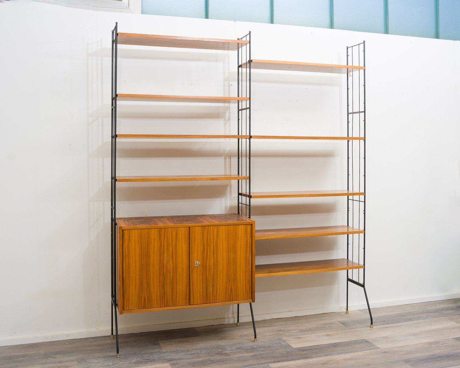 Free-Standing Shelf with Black Metal Ladders, 1960s for sale at Pamono