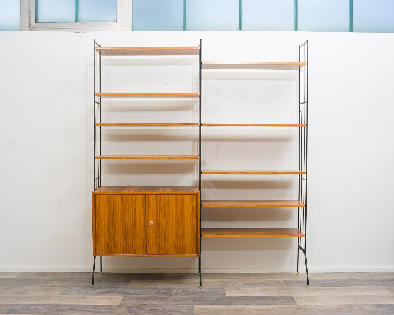 Free-Standing Shelf with Black Metal Ladders, 1960s for sale at Pamono