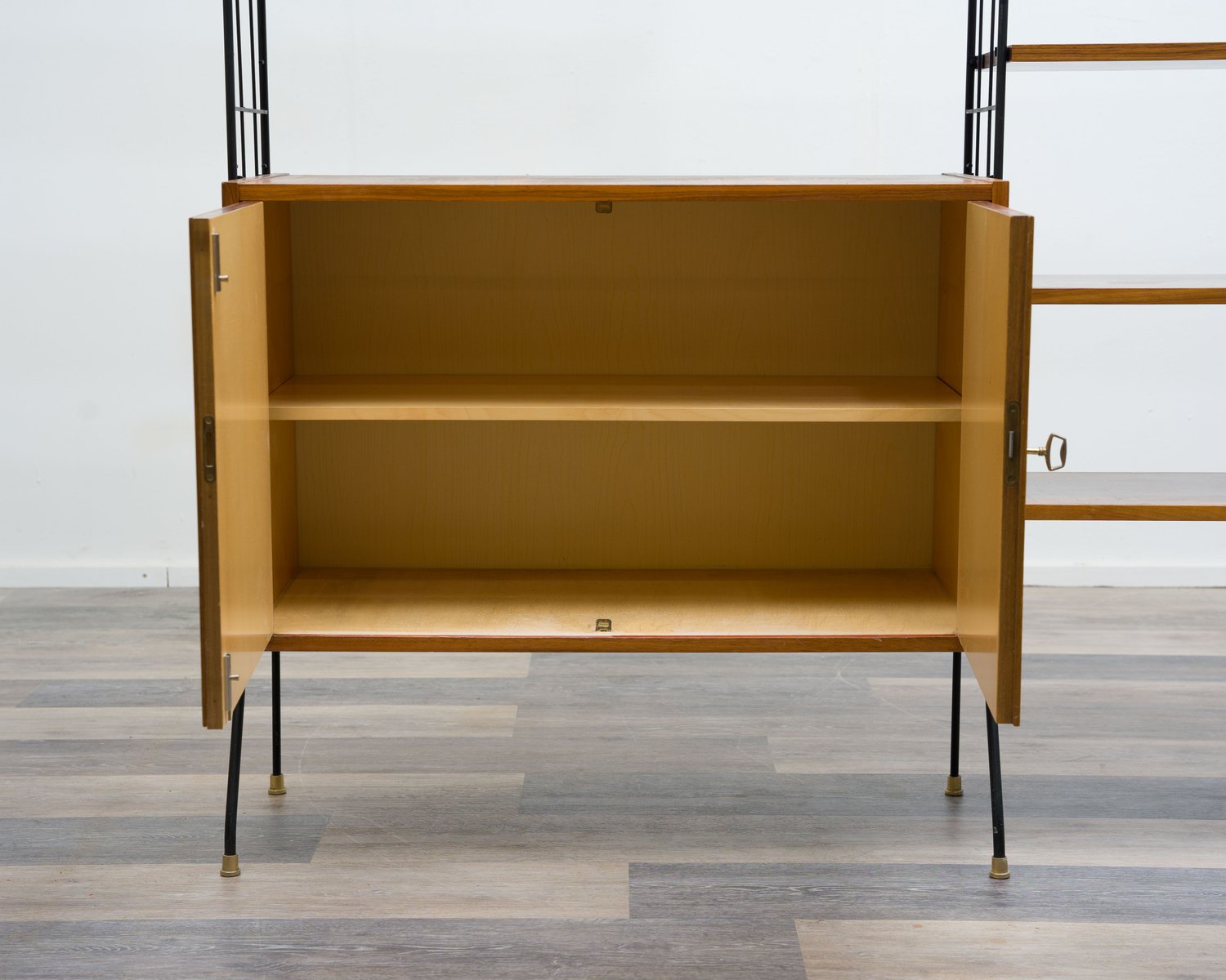 Free-Standing Shelf with Black Metal Ladders, 1960s for sale at Pamono