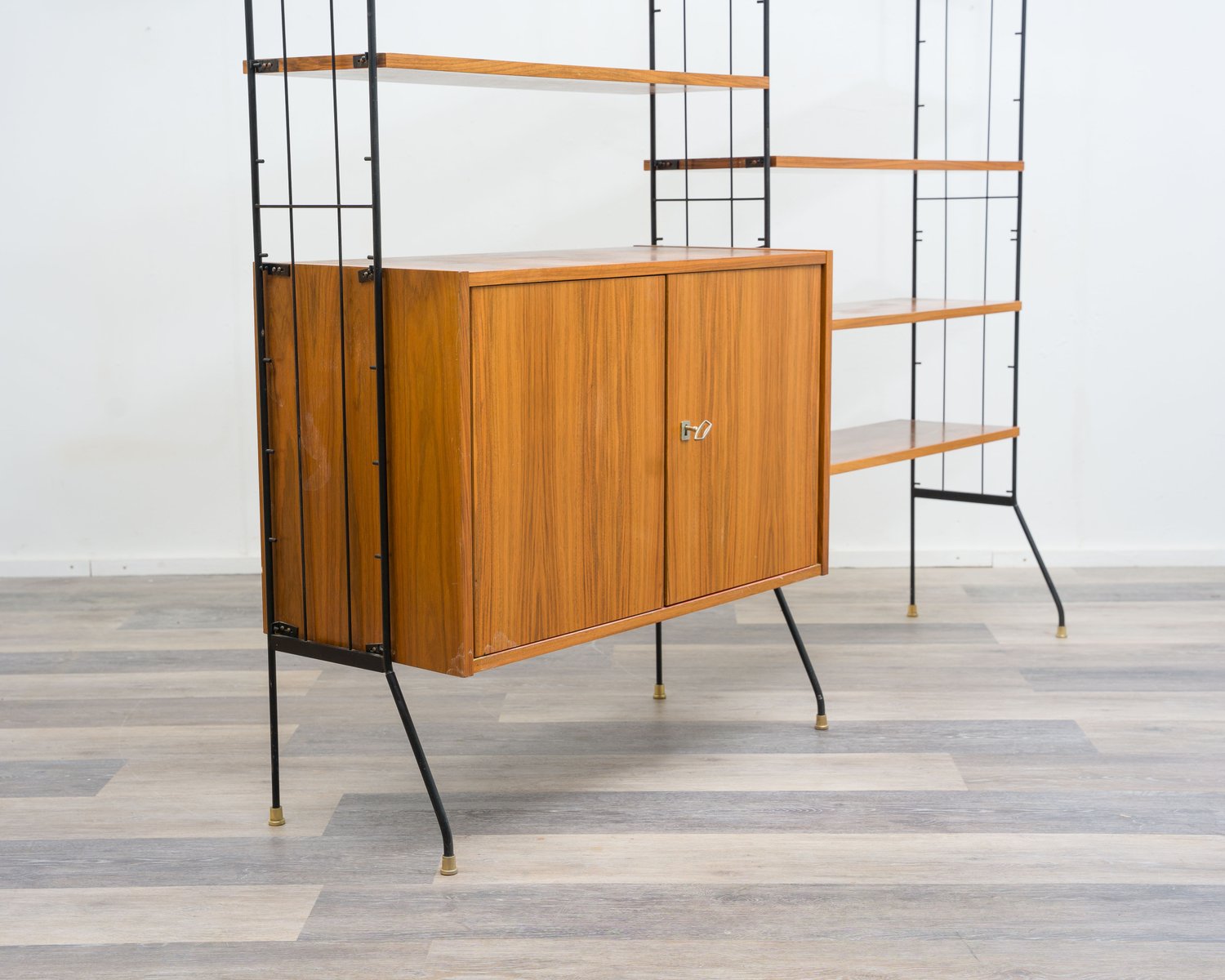 Free-Standing Shelf with Black Metal Ladders, 1960s for sale at Pamono