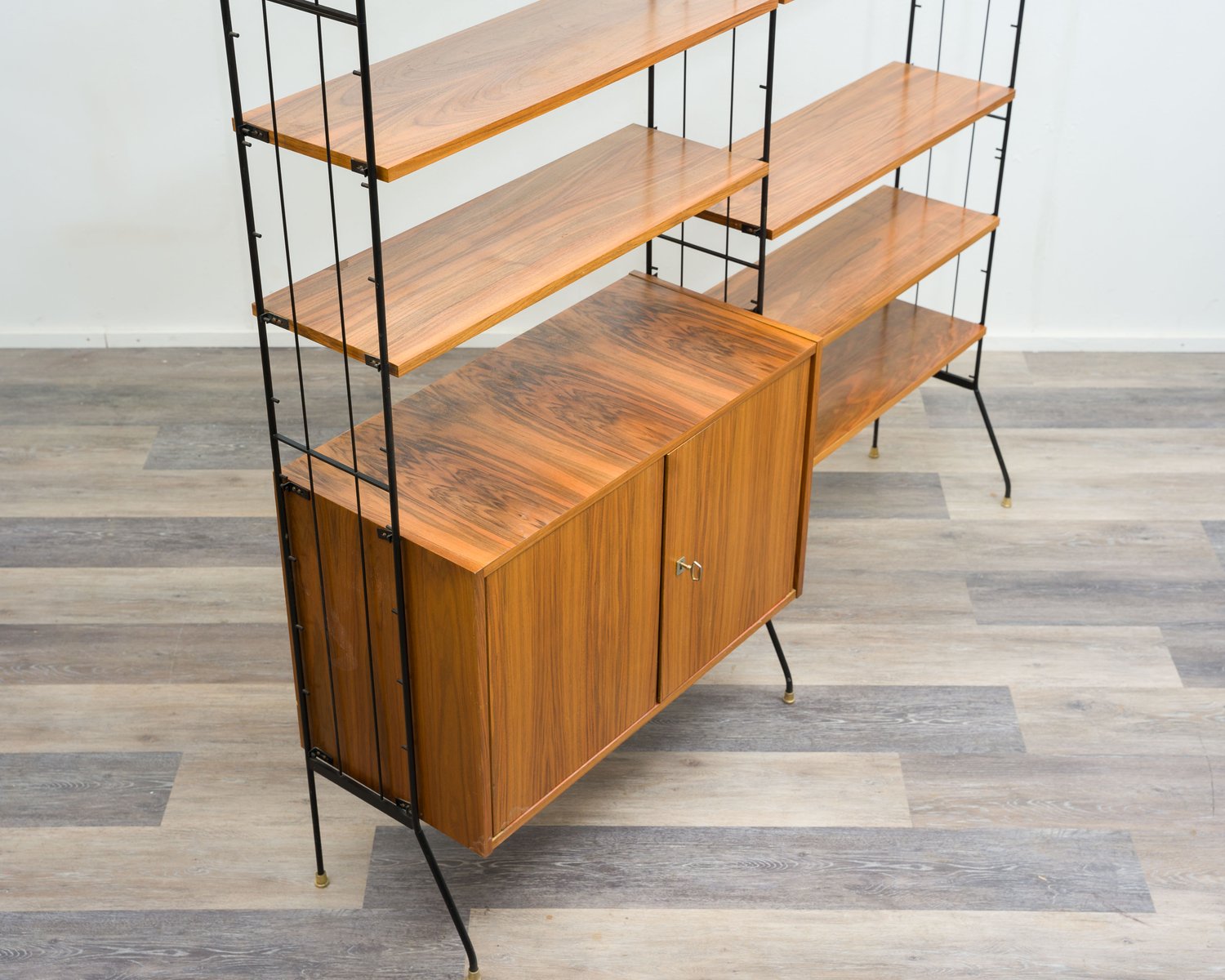 Free-Standing Shelf with Black Metal Ladders, 1960s for sale at Pamono