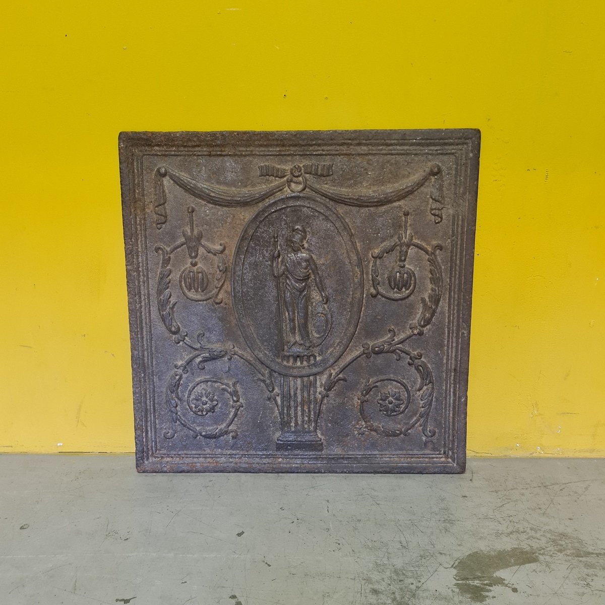 French Cast Iron Fireplace Plate with Athena Decor, 19th Century for ...