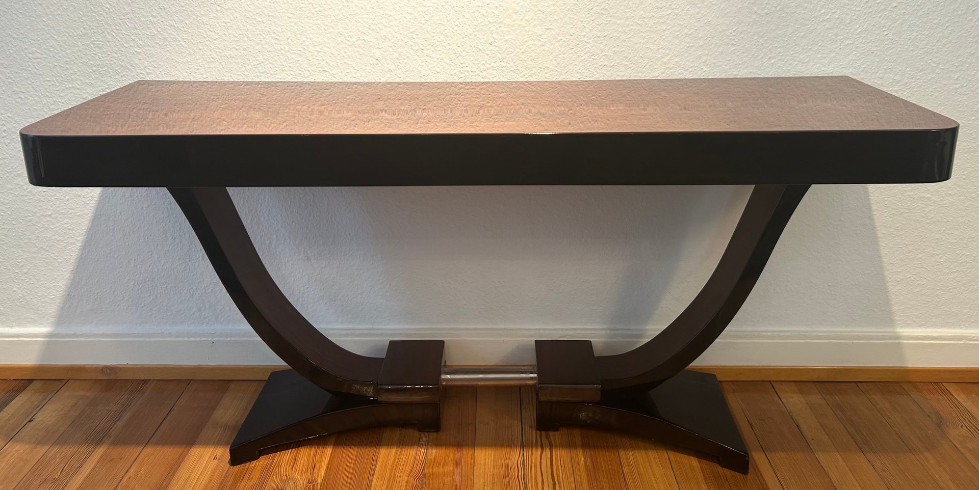 Art Deco Console in Walnut and Aluminum, 1920s for sale at Pamono