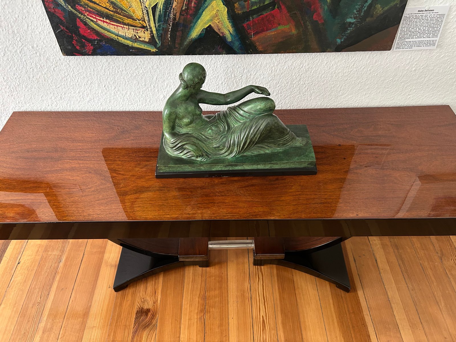 Art Deco Console in Walnut and Aluminum, 1920s for sale at Pamono
