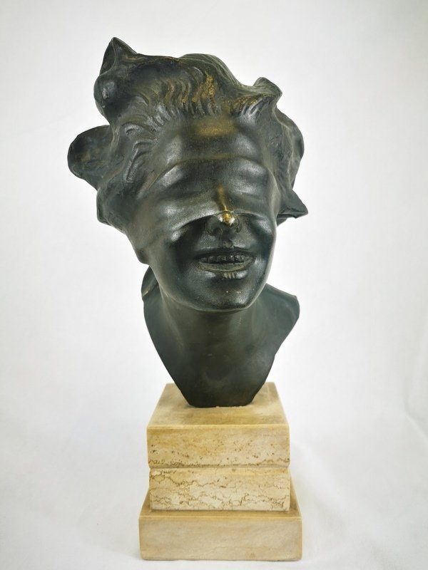 Bronze Sculpture of Head on Base of the Goddess Fortuna by Aurisicchio ...