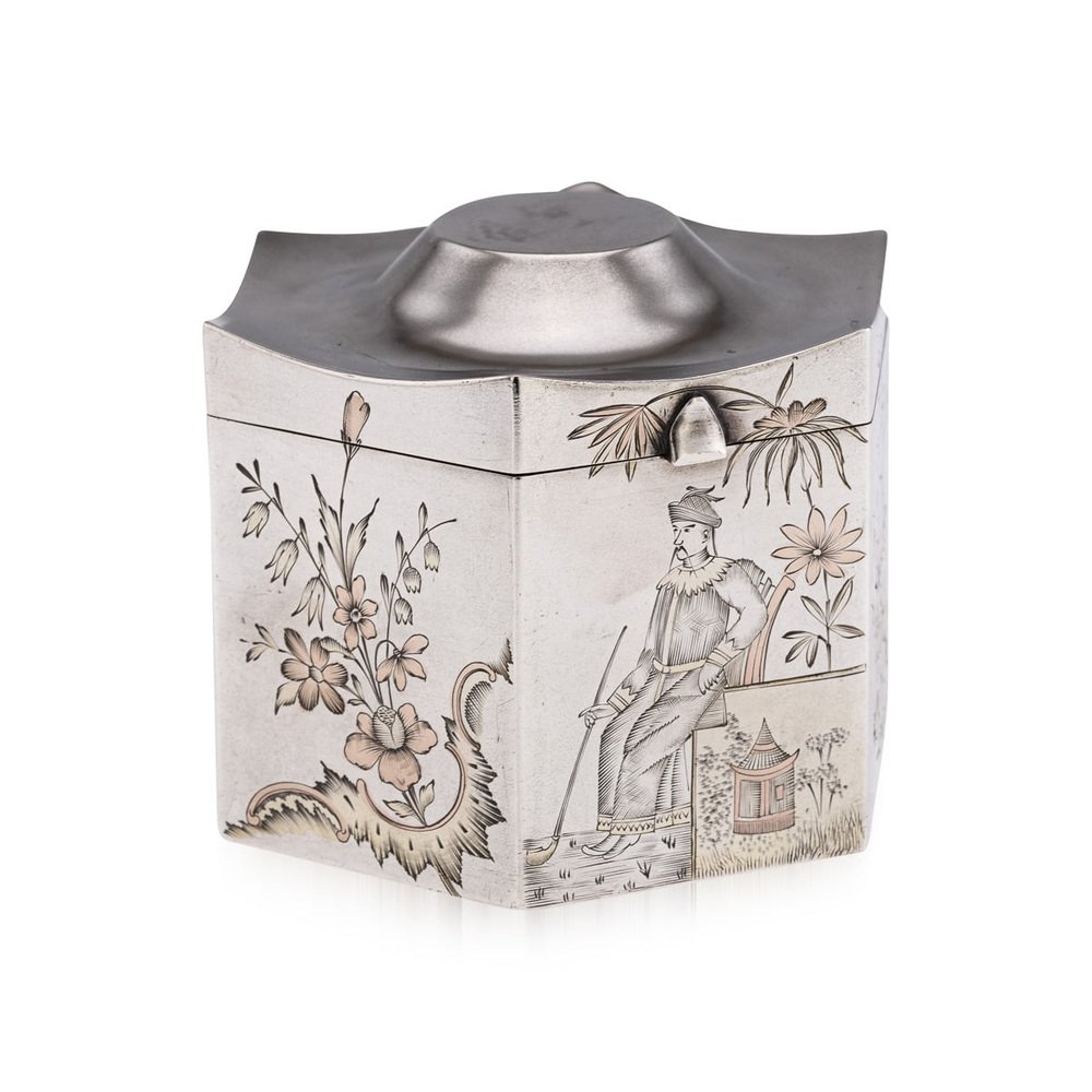 20th Century Russian Silver Chinoiserie Tea Caddy, Moscow, 1900s for ...