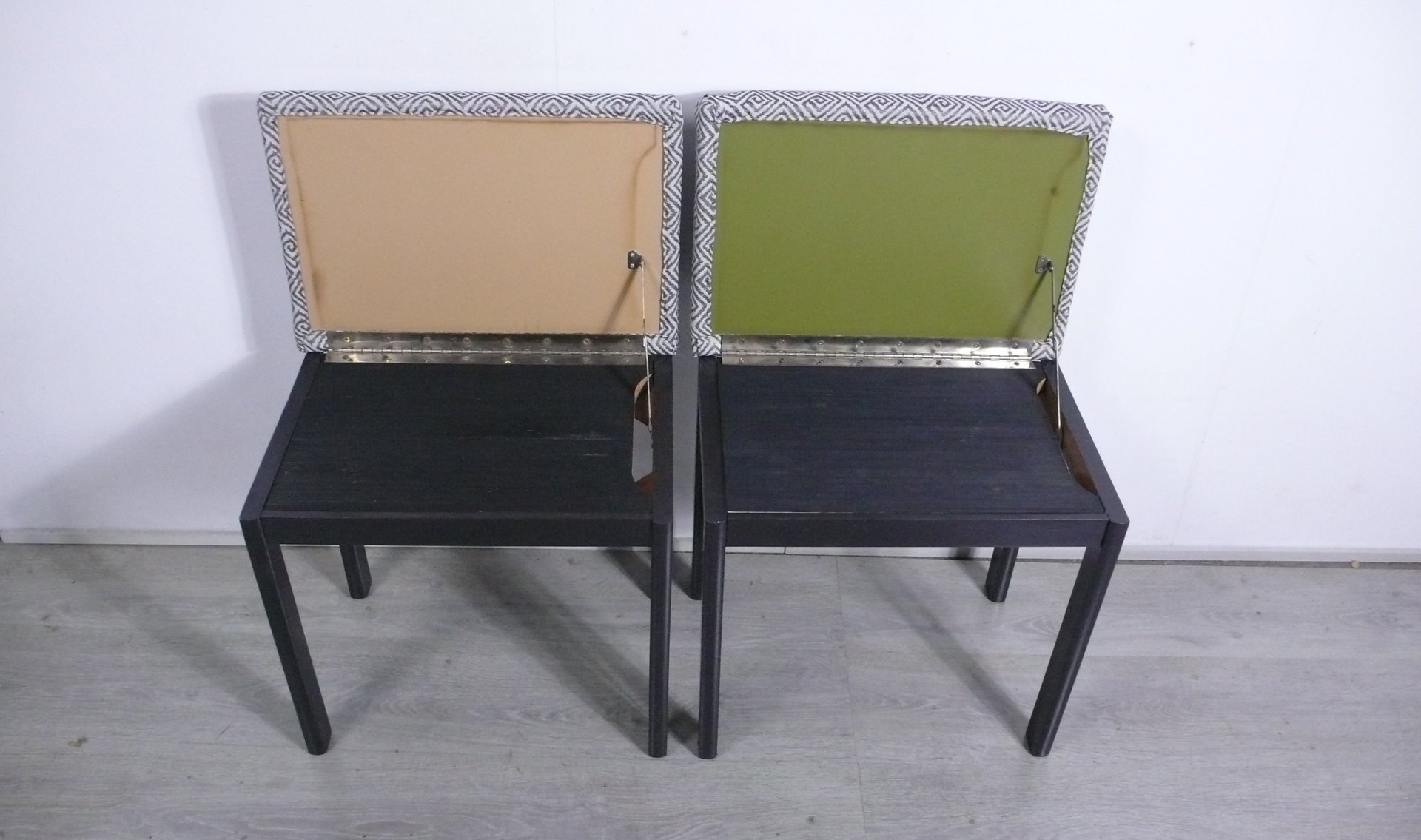 Set of Mid-Century Modern Stools with Folding Lid as Step Stool, 1950s ...