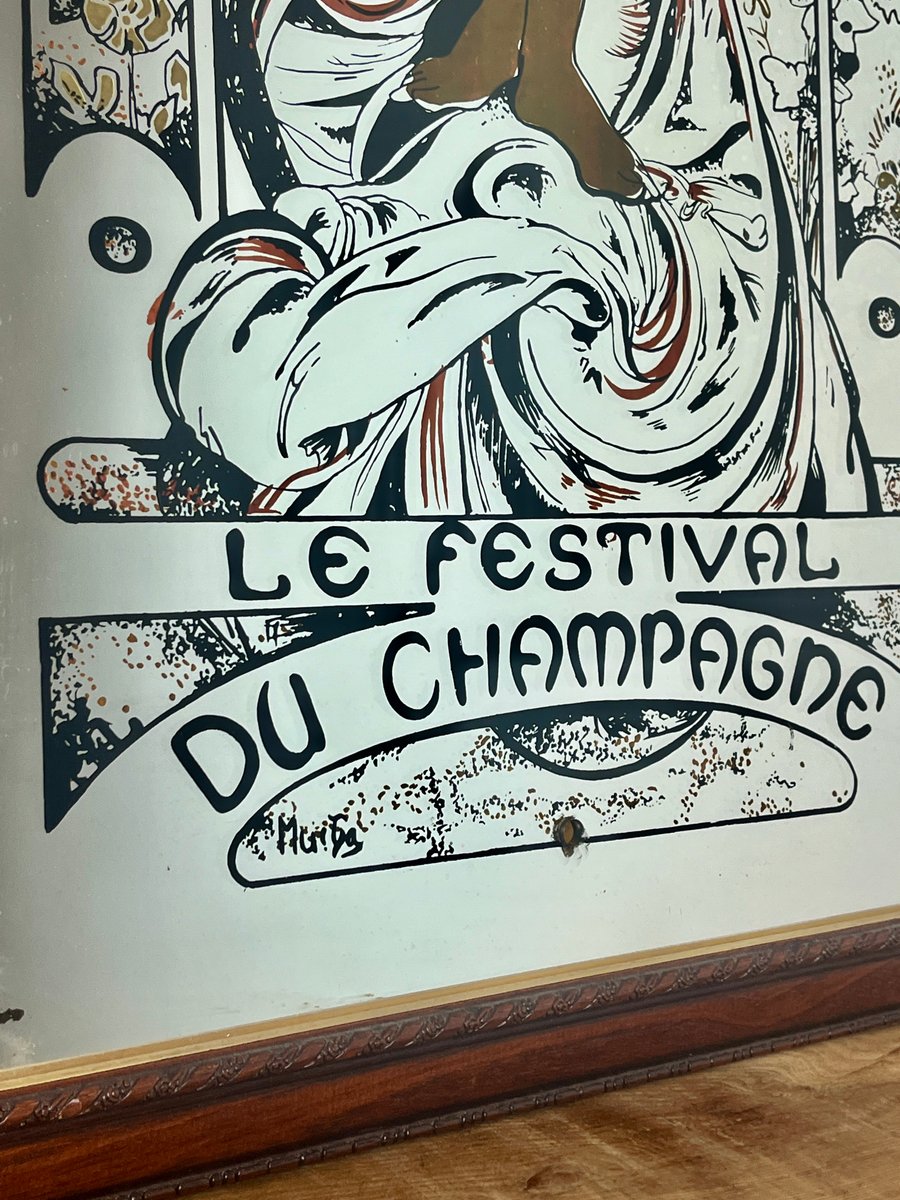 Vintage Mucha Moët & Chandon Champagne Advertising Mirror Sign for sale ...