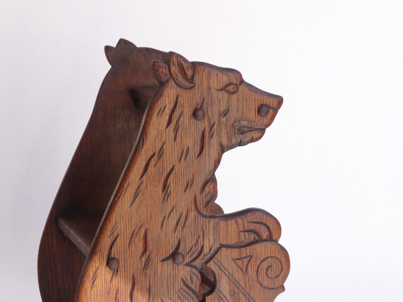 Victorian Carved Wood Library Stairs with Bear Figure, 1900s for sale ...
