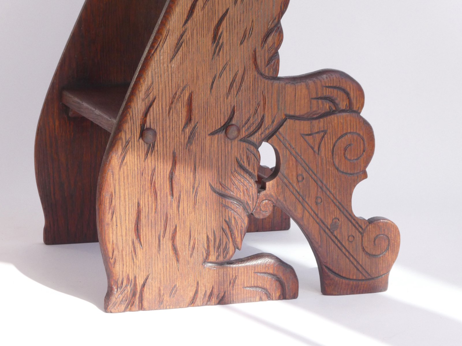 Victorian Carved Wood Library Stairs with Bear Figure, 1900s for sale ...