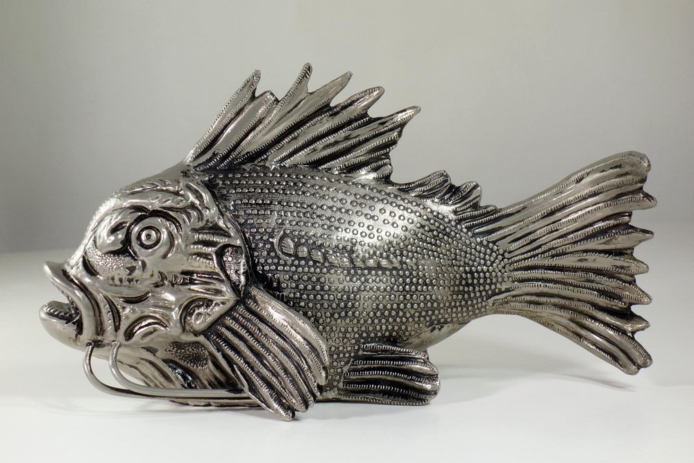 Mauro Manetti, Fish Sculpture, 1970s, Pewter for sale at Pamono