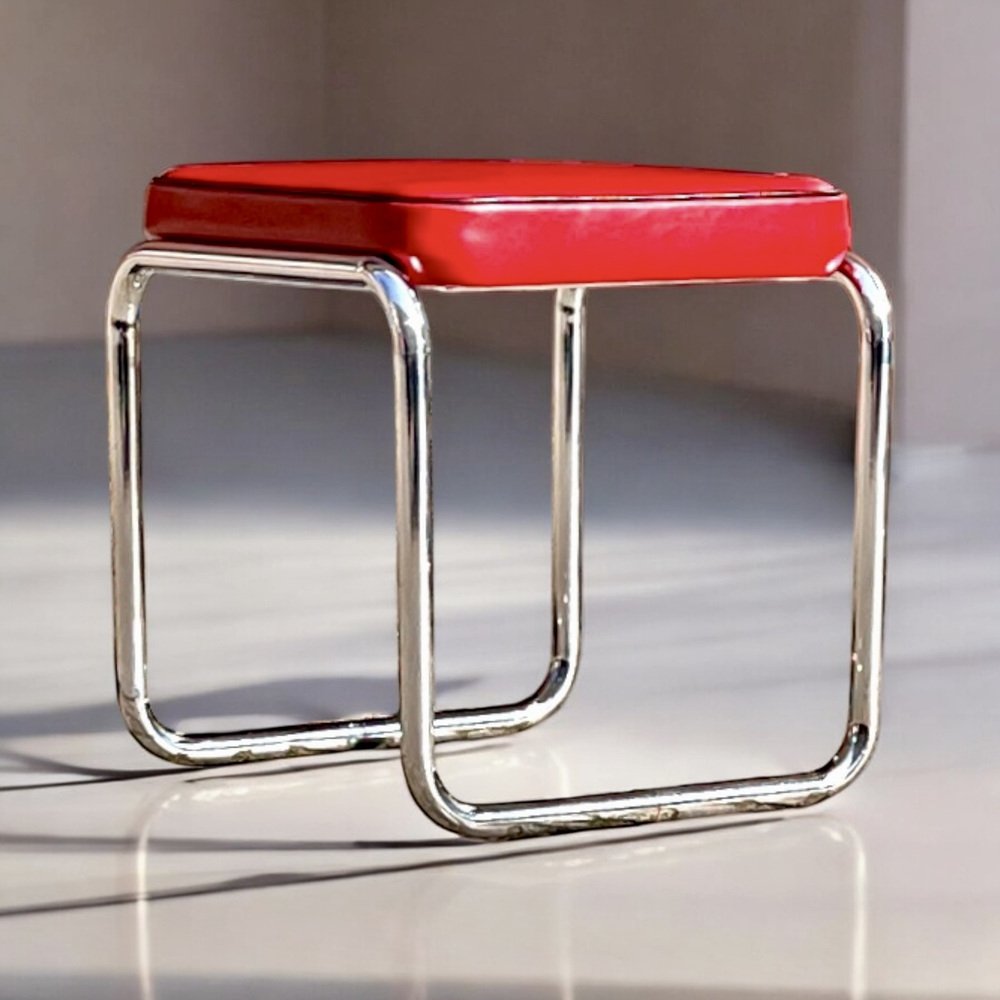 Bauhaus Modern Iconic Tubular Steel Stool Ottoman from Mauser Werke ...