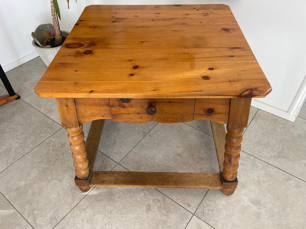 Rustic Farm Table in Pine Wood for sale at Pamono