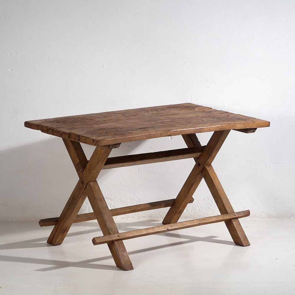 Antique X-Shape Dining Table, 1920s for sale at Pamono