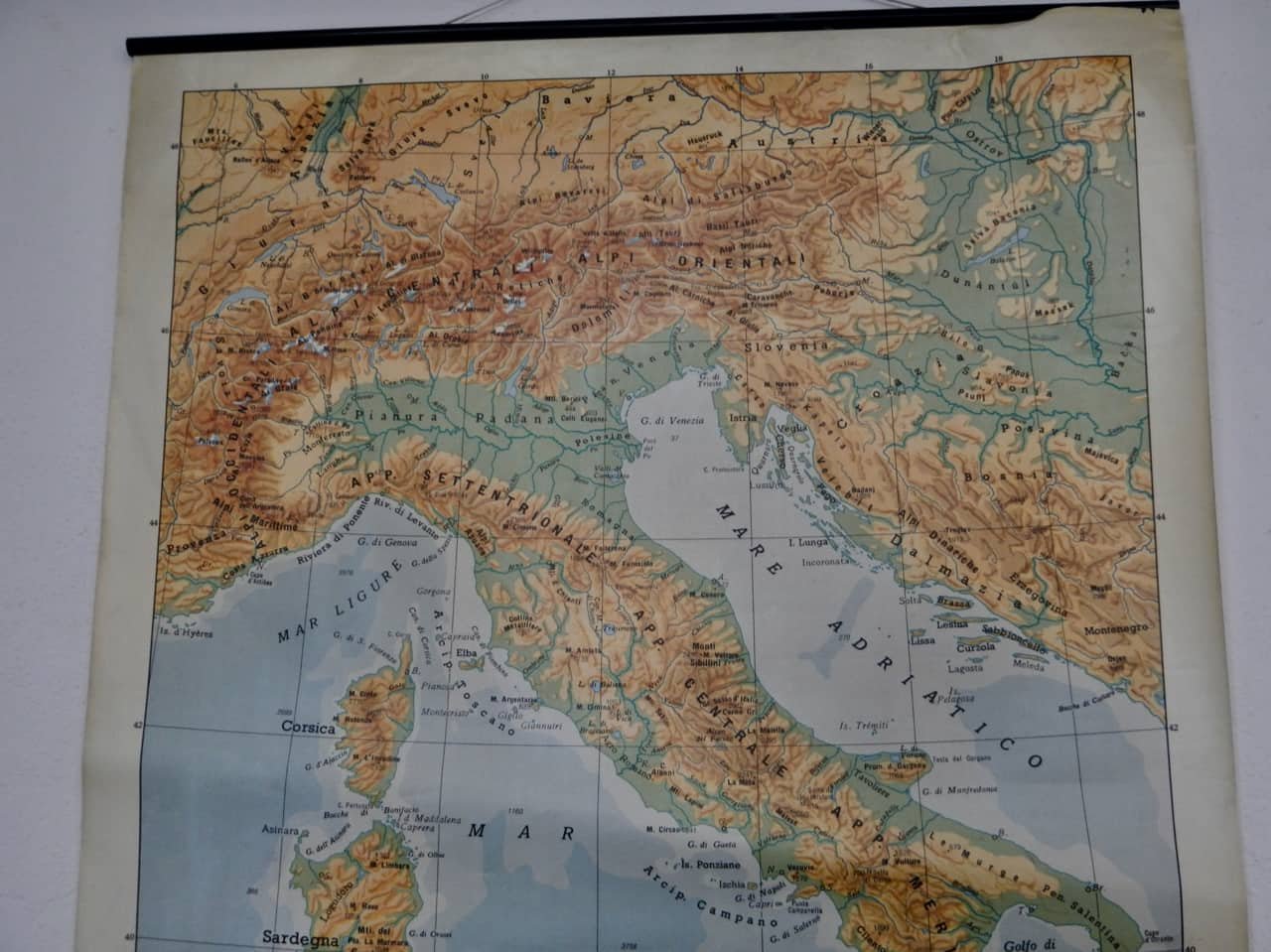 Geographical Map of Italy, 1986 for sale at Pamono