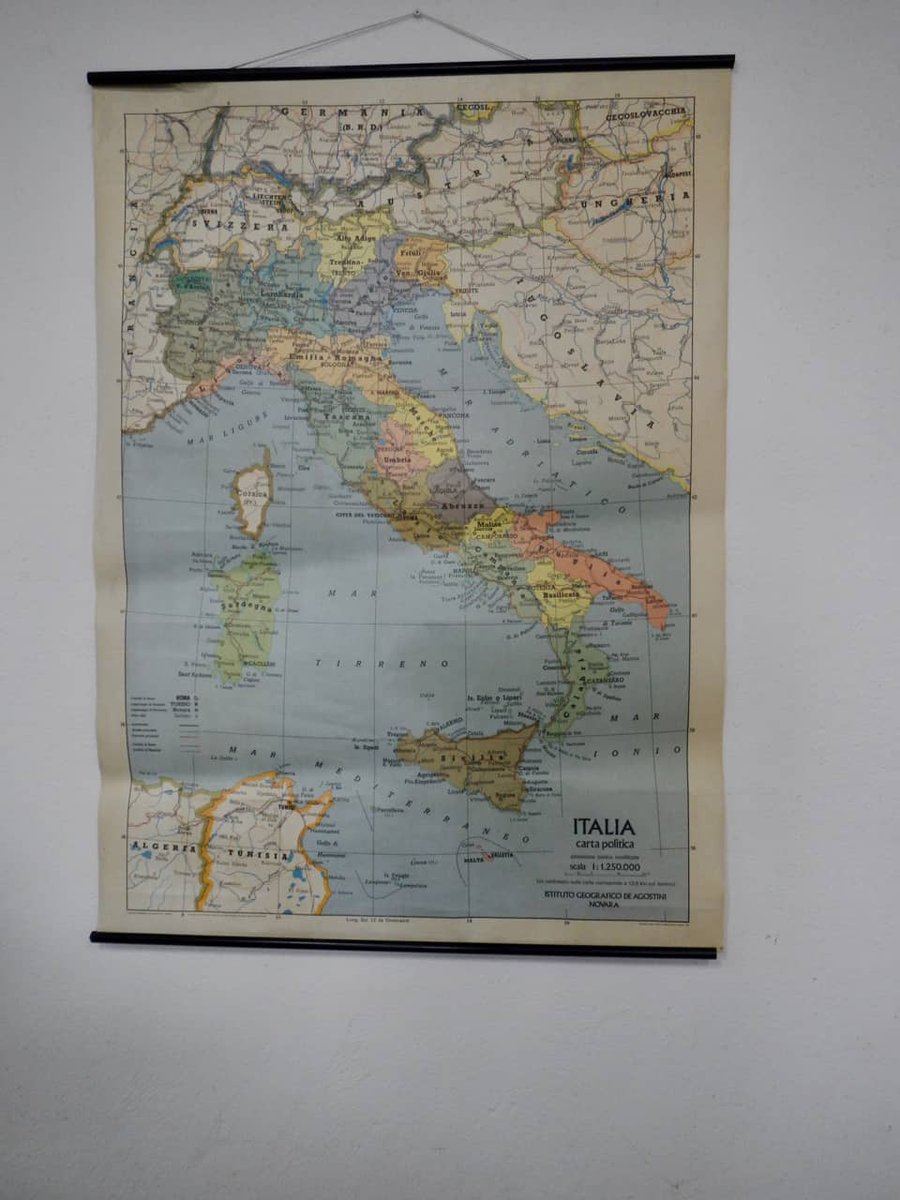 Geographical Map of Italy, 1986 for sale at Pamono