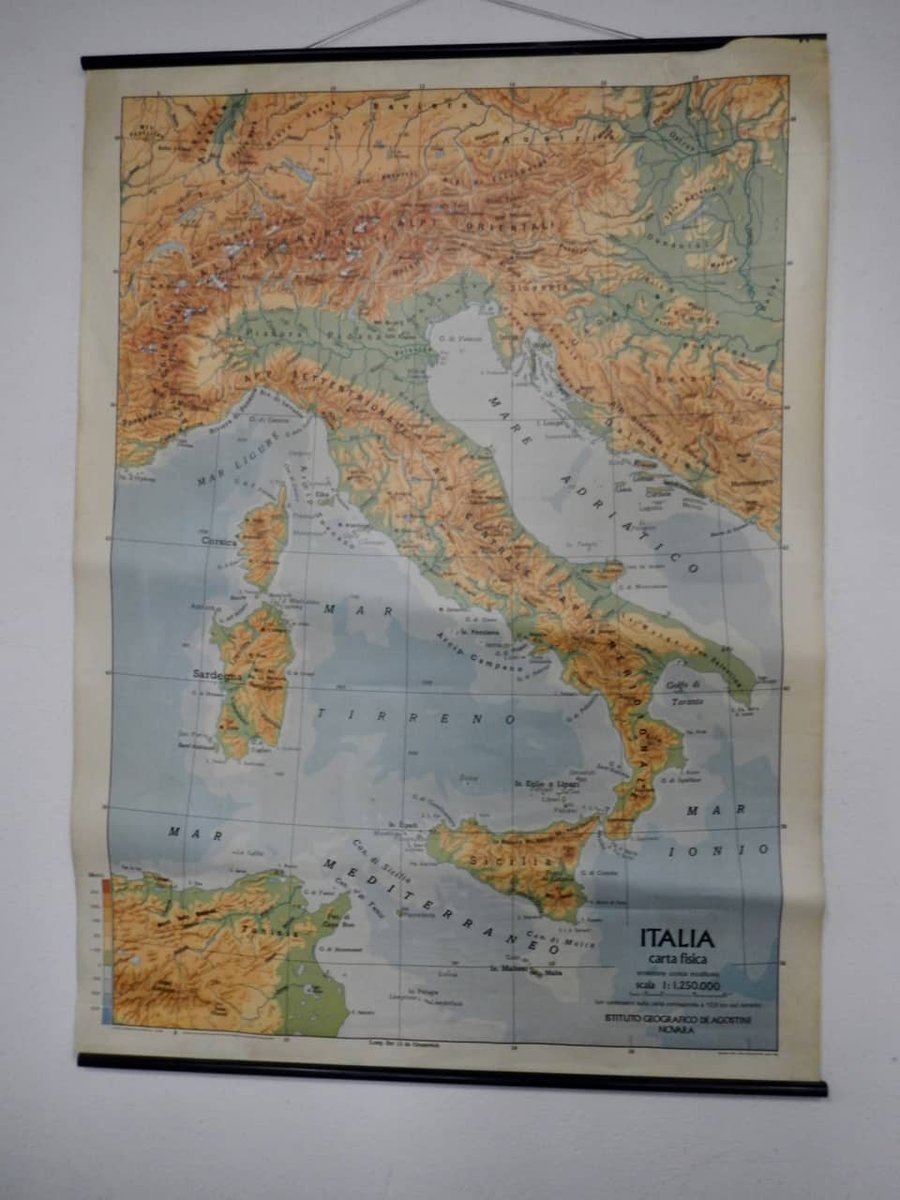 Geographical Map of Italy, 1986 for sale at Pamono
