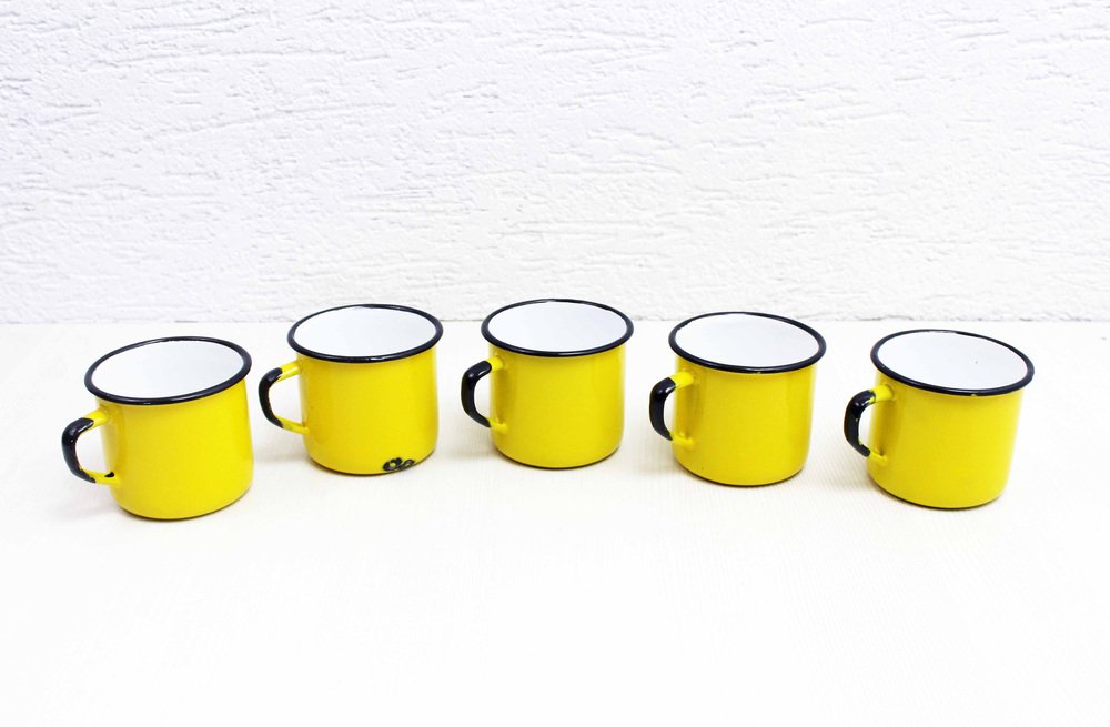 Enameled Metal Cups, 1980s, Set of 5 for sale at Pamono