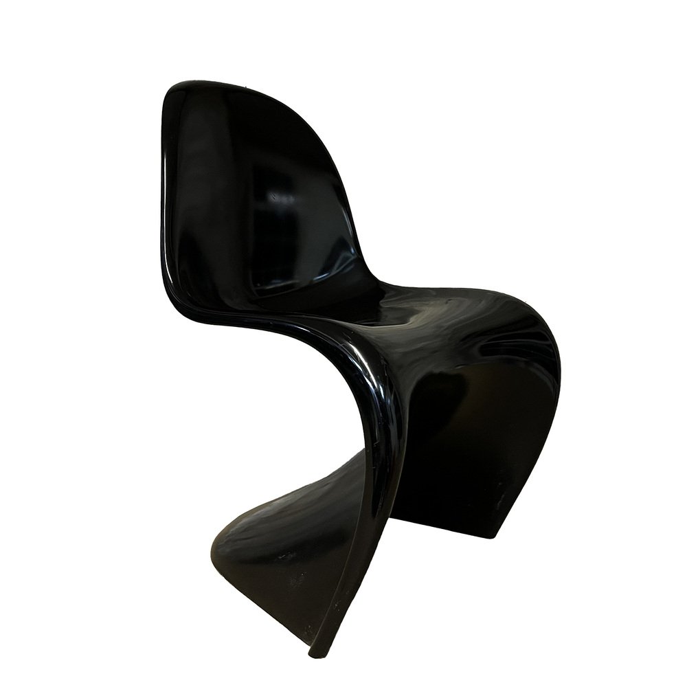 Fibreglass Black Stacking Chair by Verner Panton for Vitra, 1970s for ...