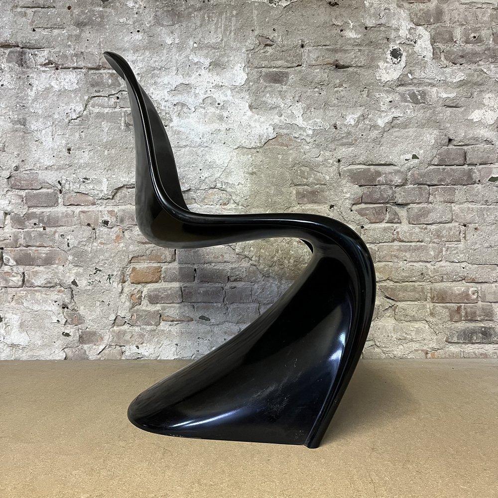 Fibreglass Black Stacking Chair by Verner Panton for Vitra, 1970s for ...