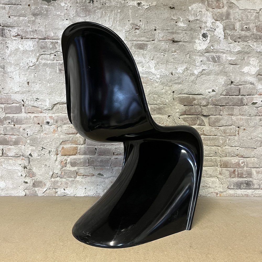 Fibreglass Black Stacking Chair by Verner Panton for Vitra, 1970s for ...