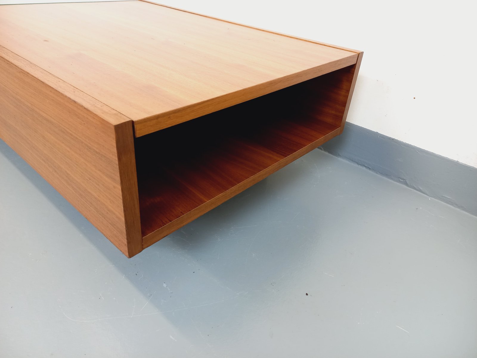 Vintage Rectangular Coffee Table with Teak and Glass Niches, 1960s for ...