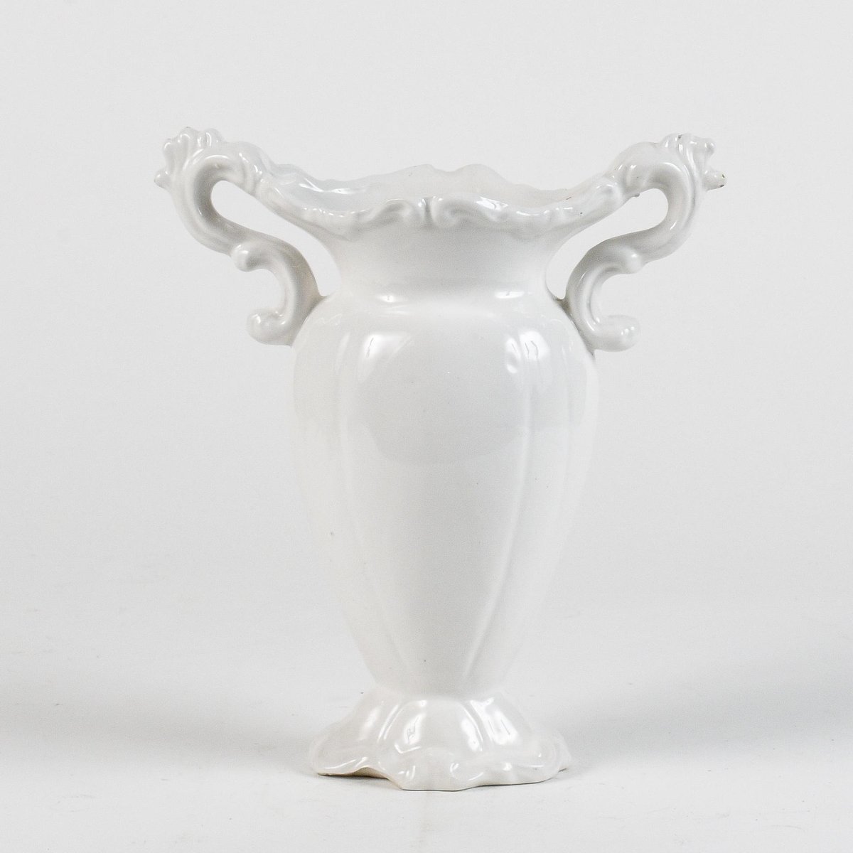 White Ceramic Vase with 2 Handles by Torino for sale at Pamono