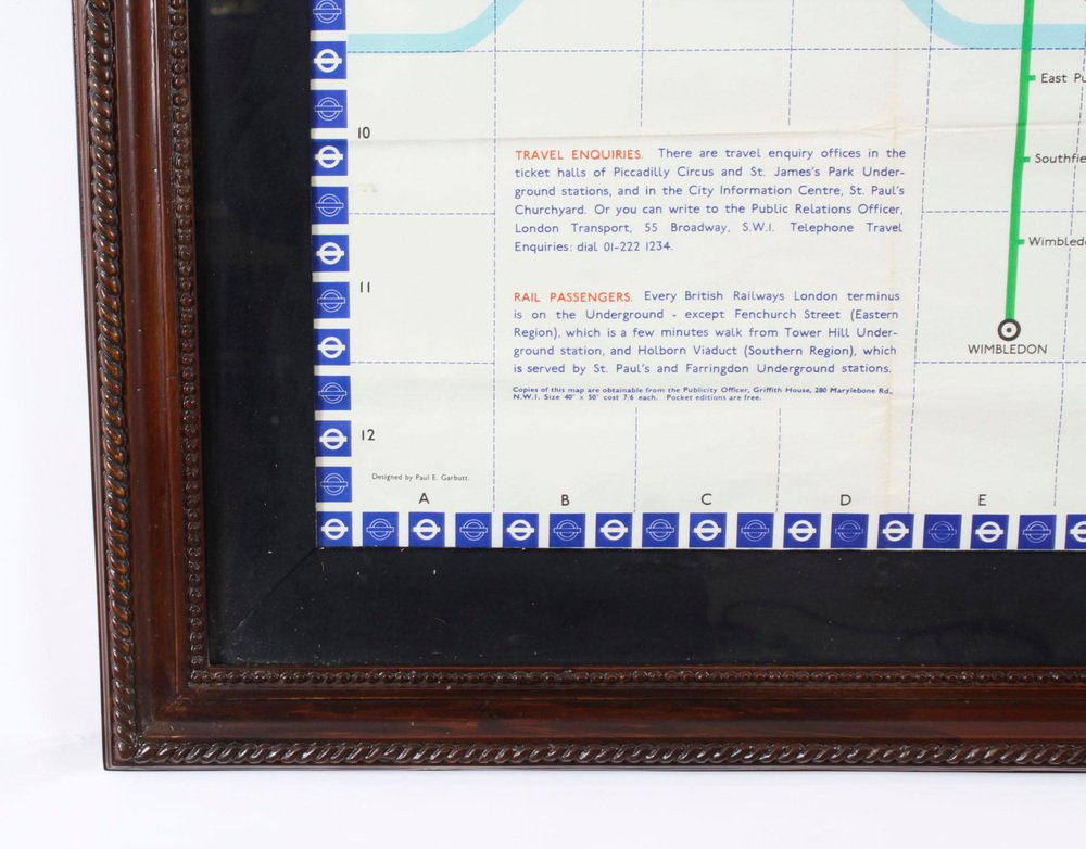 20th Century London Transport Tube Map by Paul Garbutt, 1960s for sale ...