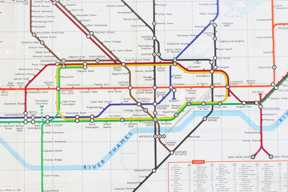 20th Century London Transport Tube Map by Paul Garbutt, 1960s for sale ...