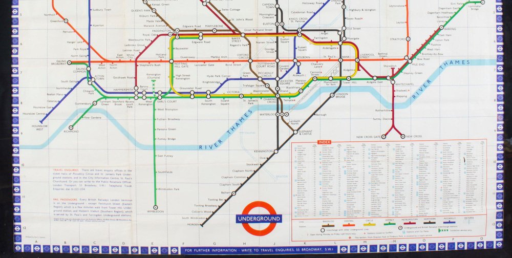20th Century London Transport Tube Map by Paul Garbutt, 1960s for sale ...
