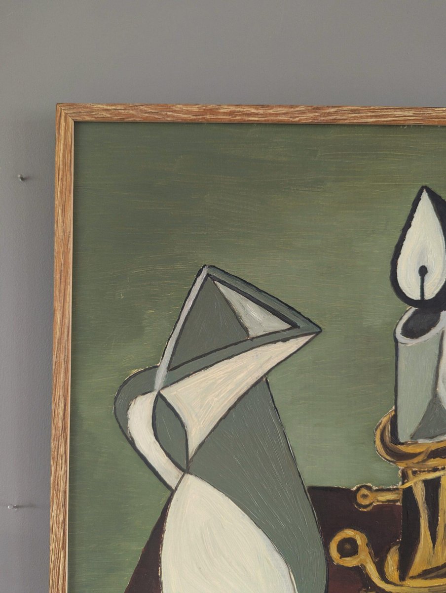 Still Life in Angles, 1950s, Oil Painting, Framed for sale at Pamono