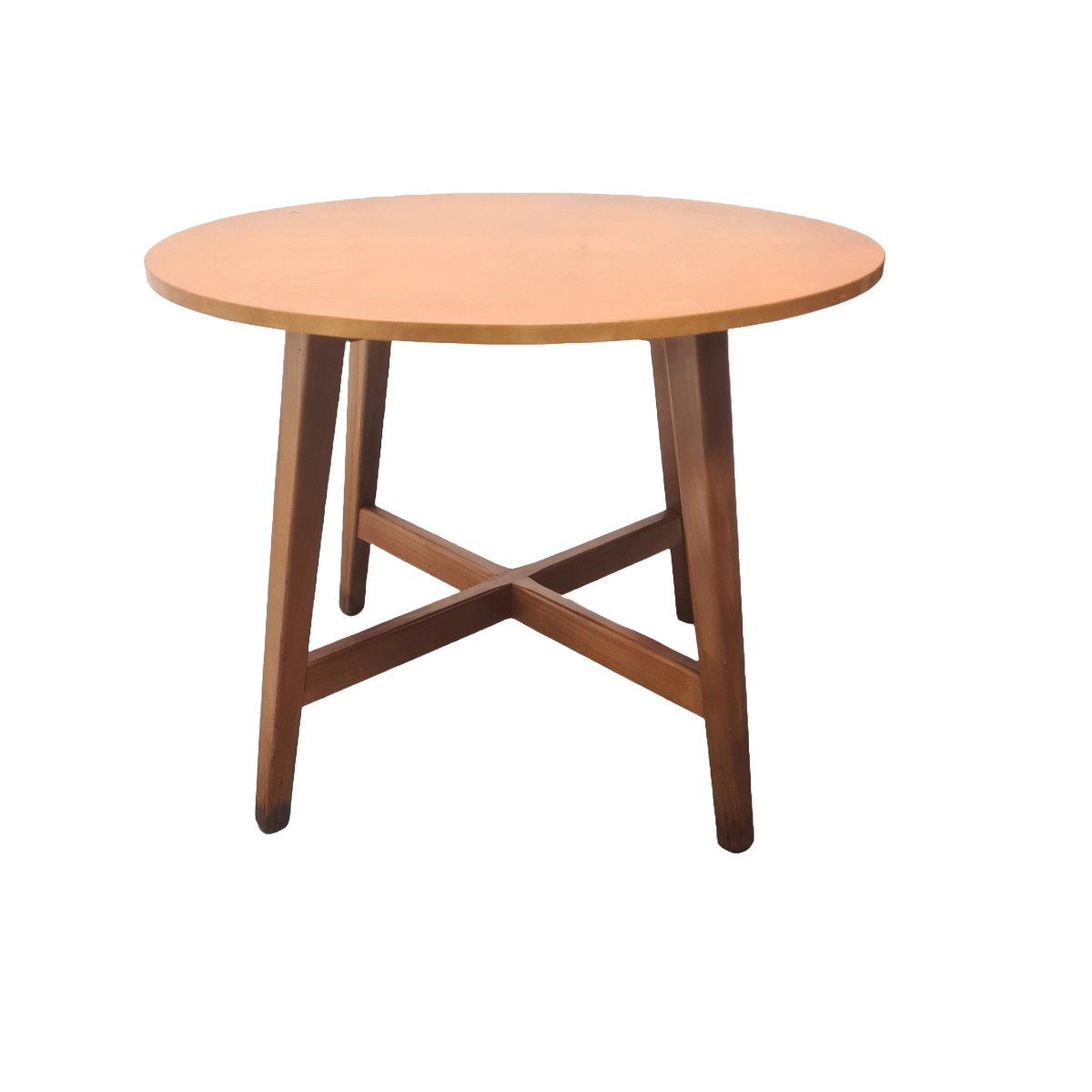 Vintage Round Wooden Coffee Table, 1950s for sale at Pamono