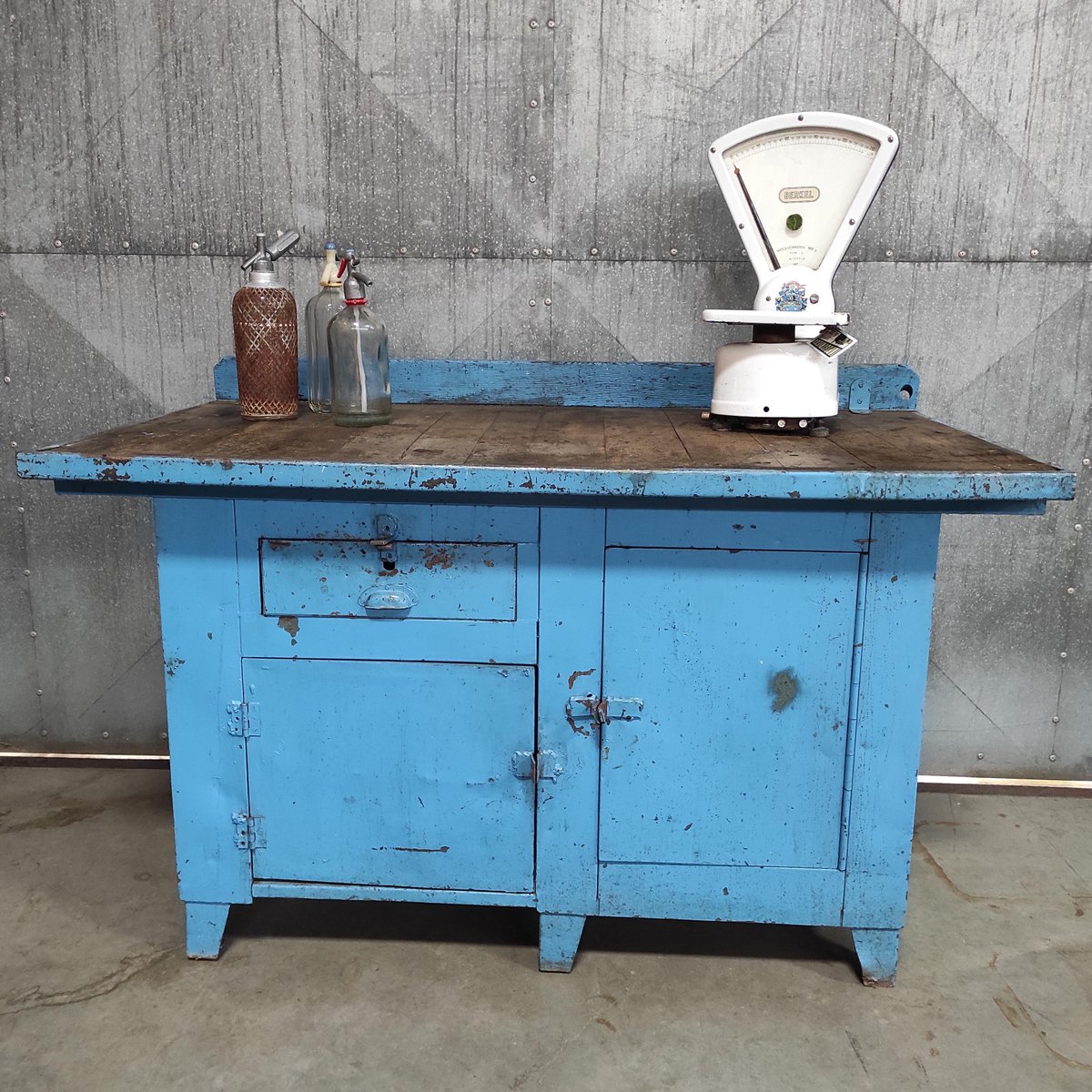 Industrial Workbench in Blue for sale at Pamono