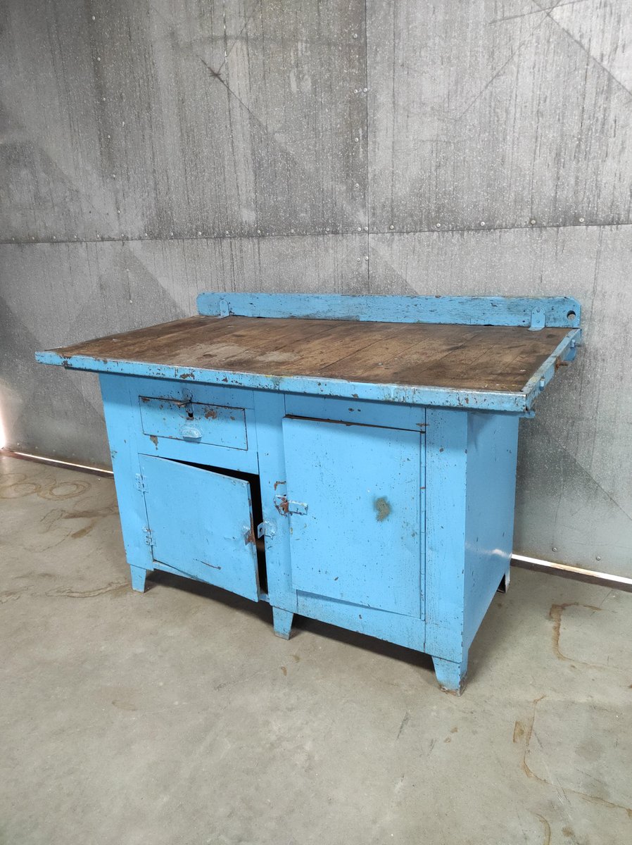 Industrial Workbench in Blue for sale at Pamono