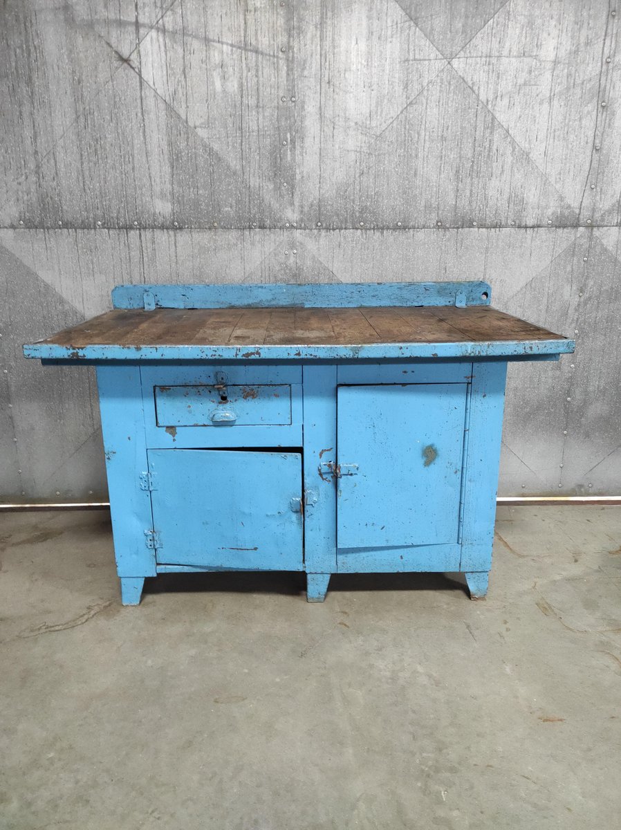 Industrial Workbench in Blue for sale at Pamono