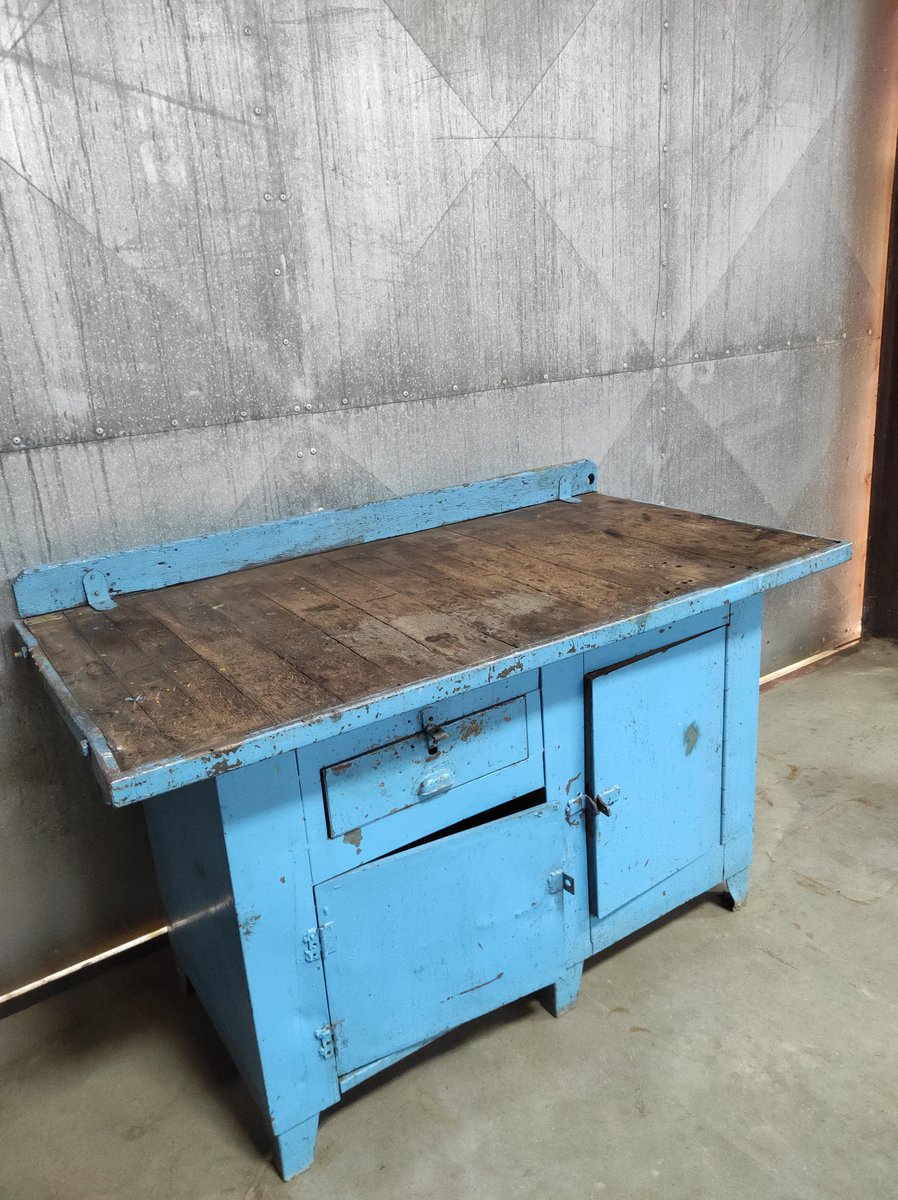 Industrial Workbench in Blue for sale at Pamono