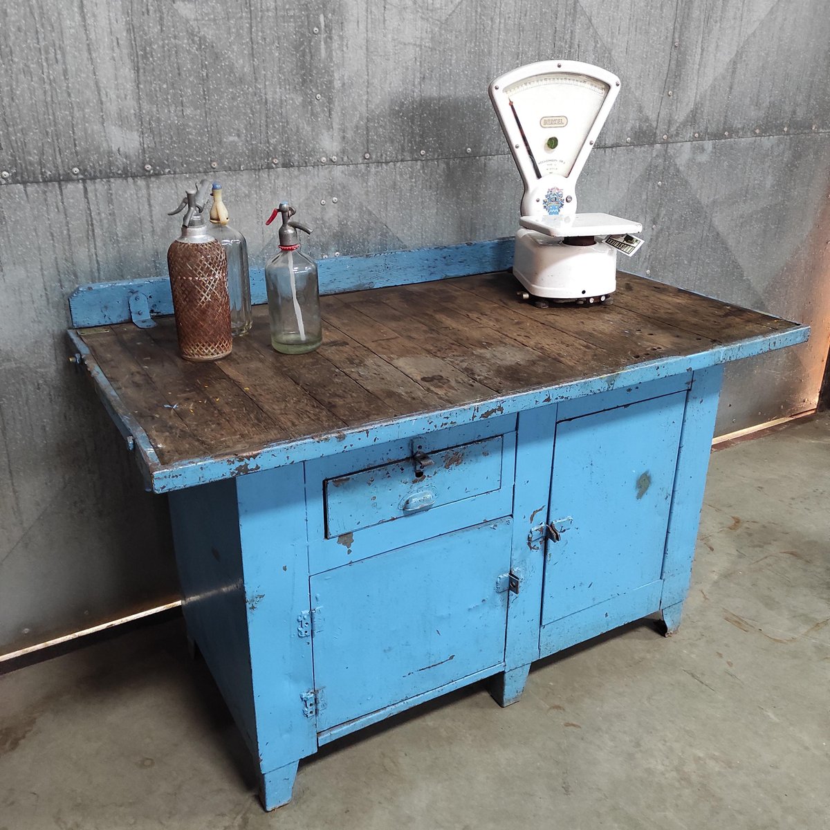 Industrial Workbench in Blue for sale at Pamono