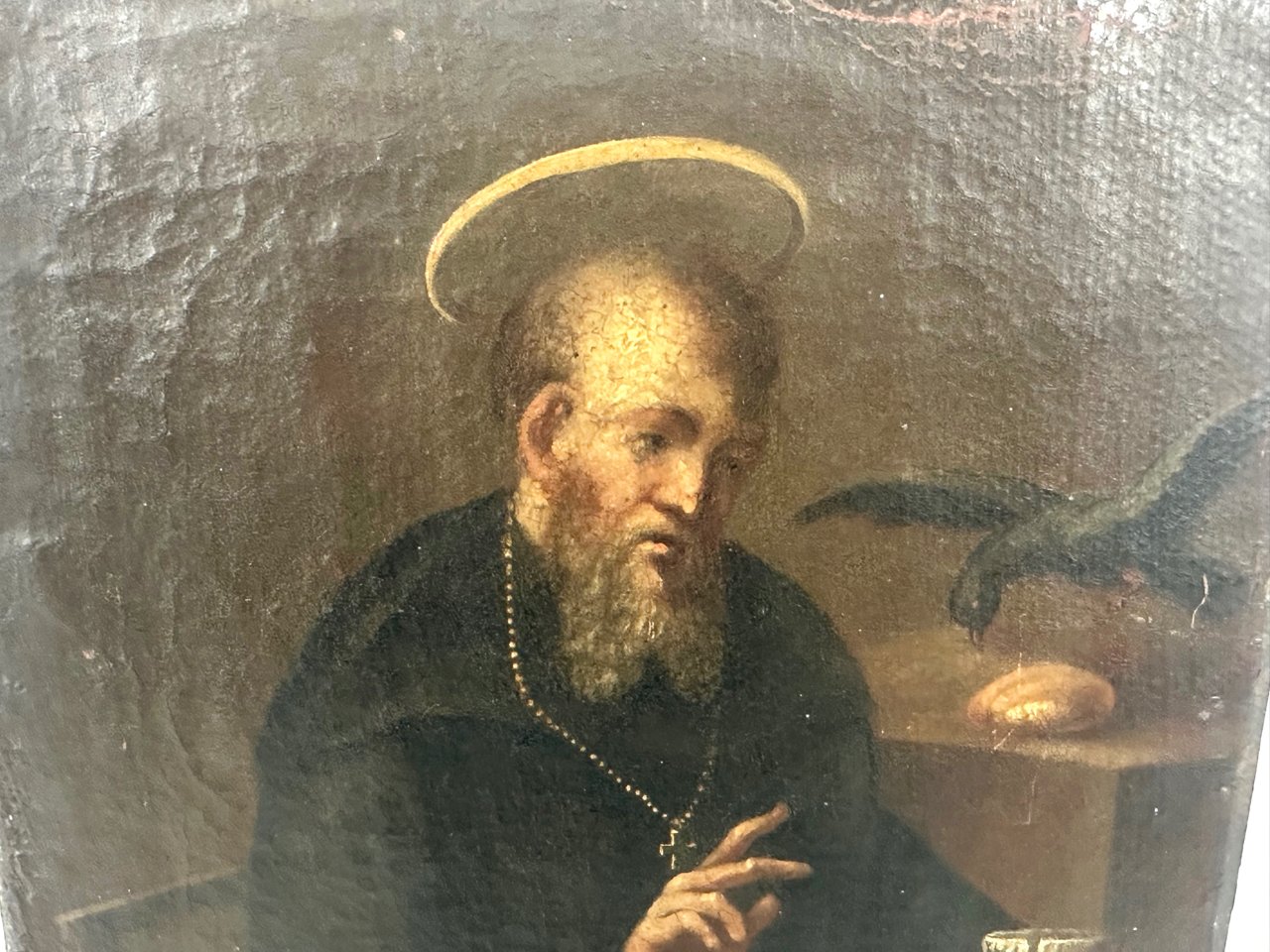 Italian Artist, St. Benedict with a Raven, 17th Century, Oil on Canvas ...