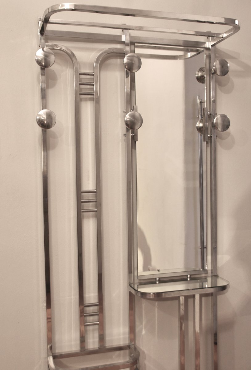 French Art Deco Coat Stand in Polished Aluminium, 1930s for sale at Pamono