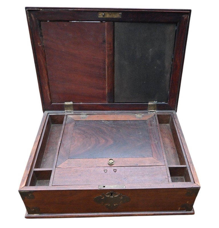 Dutch Colonial Writing Box with Brass Mounts, 1700s for sale at Pamono