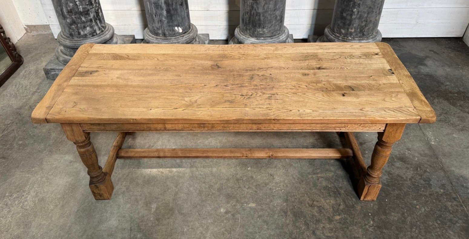 Bleached Oak Farmhouse Dining Table, 1920s for sale at Pamono