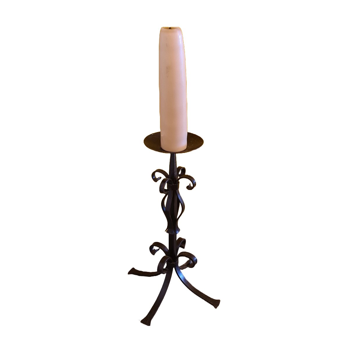 Wrought Iron Candlestick with Curls, 1970s for sale at Pamono
