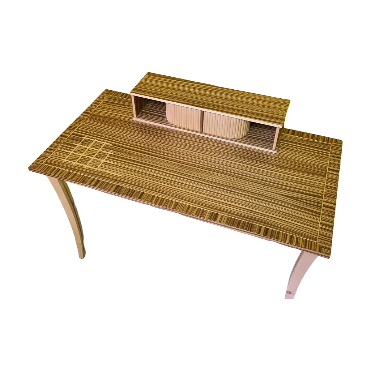 Vintage Zebra Wood Veneered Desk, 1980s for sale at Pamono