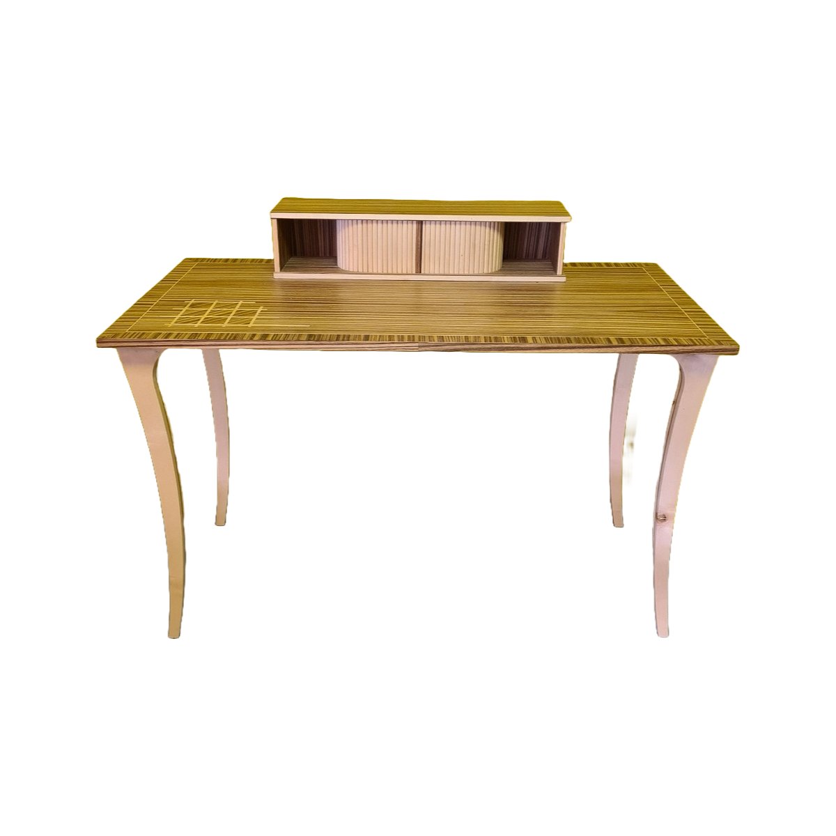 Vintage Zebra Wood Veneered Desk, 1980s for sale at Pamono